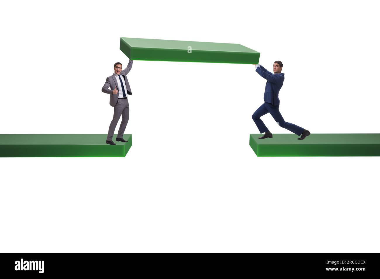 Concept of teamwork with the bridge being built Stock Photo - Alamy