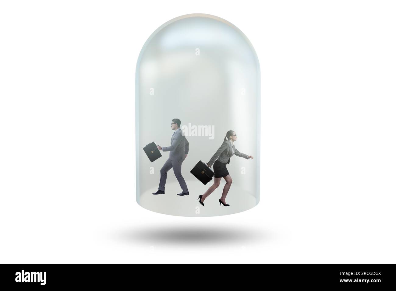Business people trapped in the transparent glass Stock Photo - Alamy