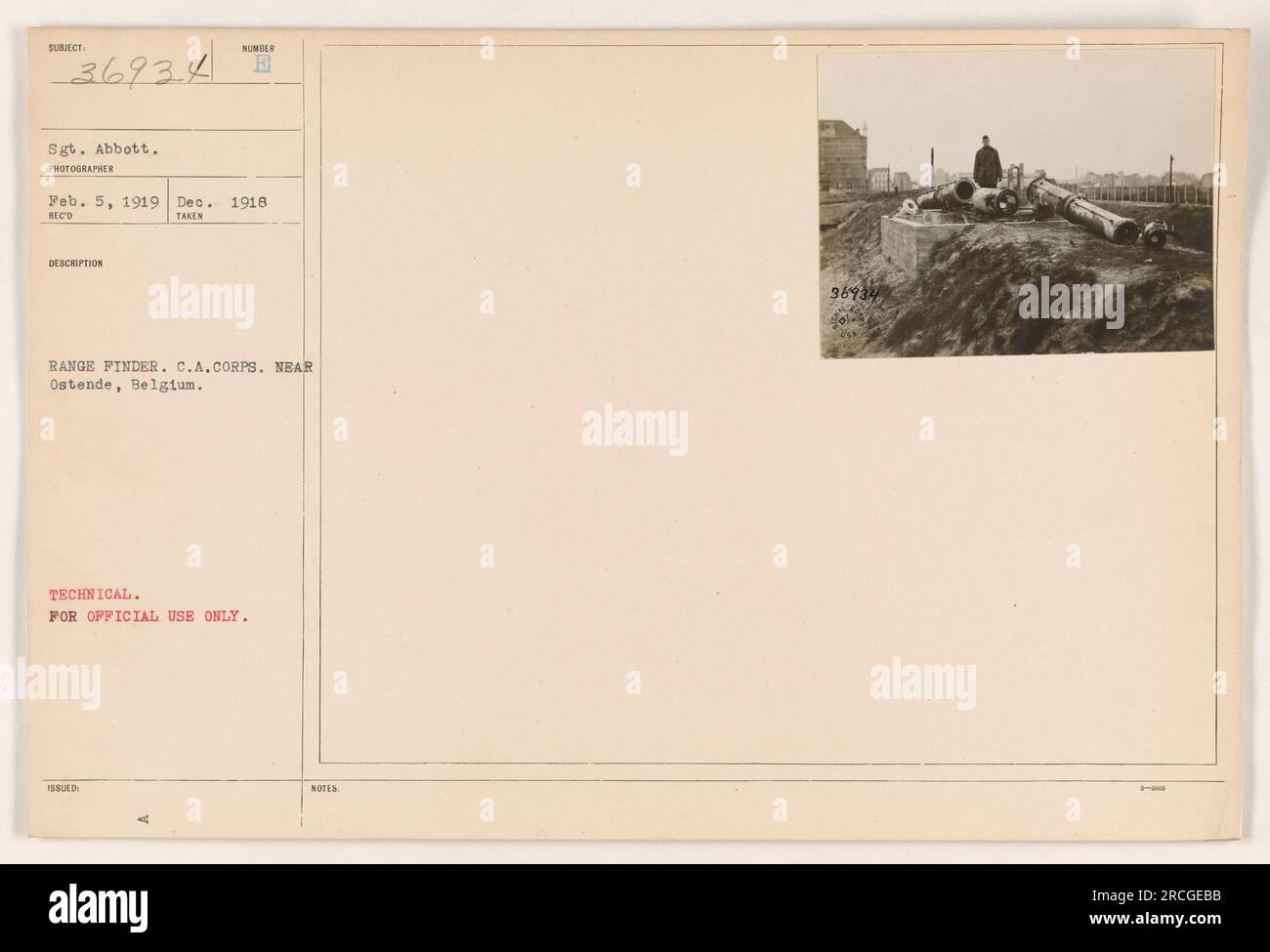 Sergeant Abbott in Ostende, Belgium, during World War One. The ...