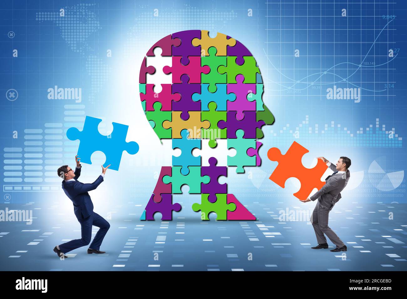 Human head made puzzle pieces hi-res stock photography and images - Alamy