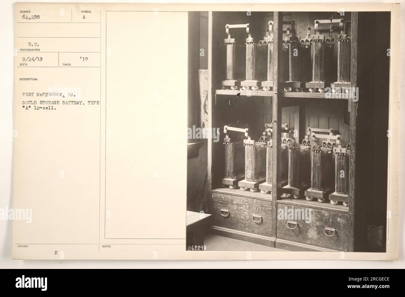 Photograph showing a Gould Storage Battery, Type "A" 12-cell battery at ...