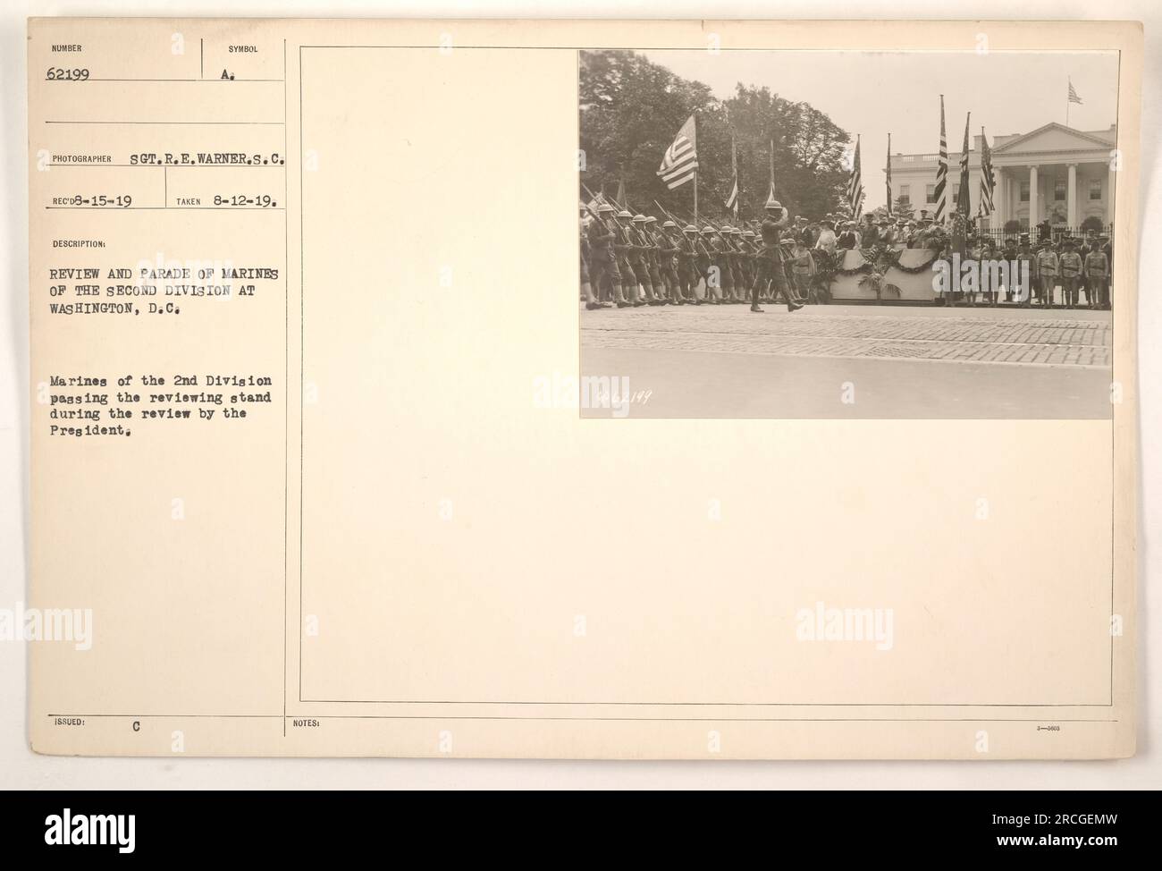 Marines of the Second Division at a review and parade in Washington, DC ...