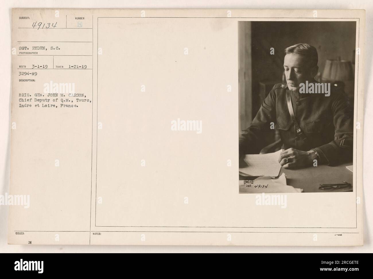 Brig. Gen. John M. Carson, Chief Deputy of Q.M., touring the area in ...