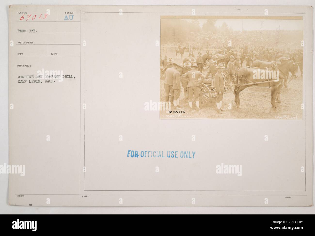 Soldiers from the Machine Gun Company conducting a drill at Camp Lewis ...