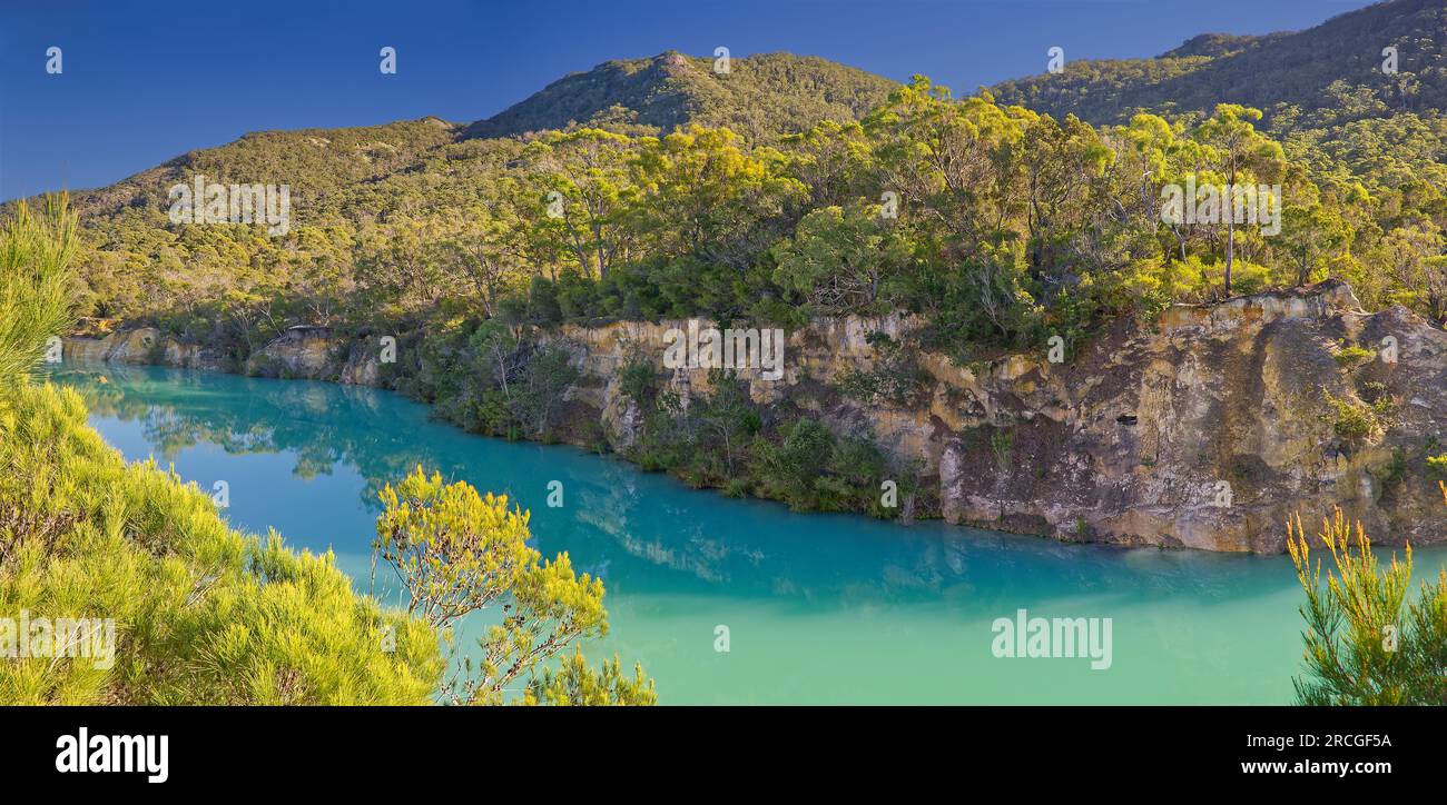Little blue lake toxic poisoned lake at an old tin mine near Gladstone ...