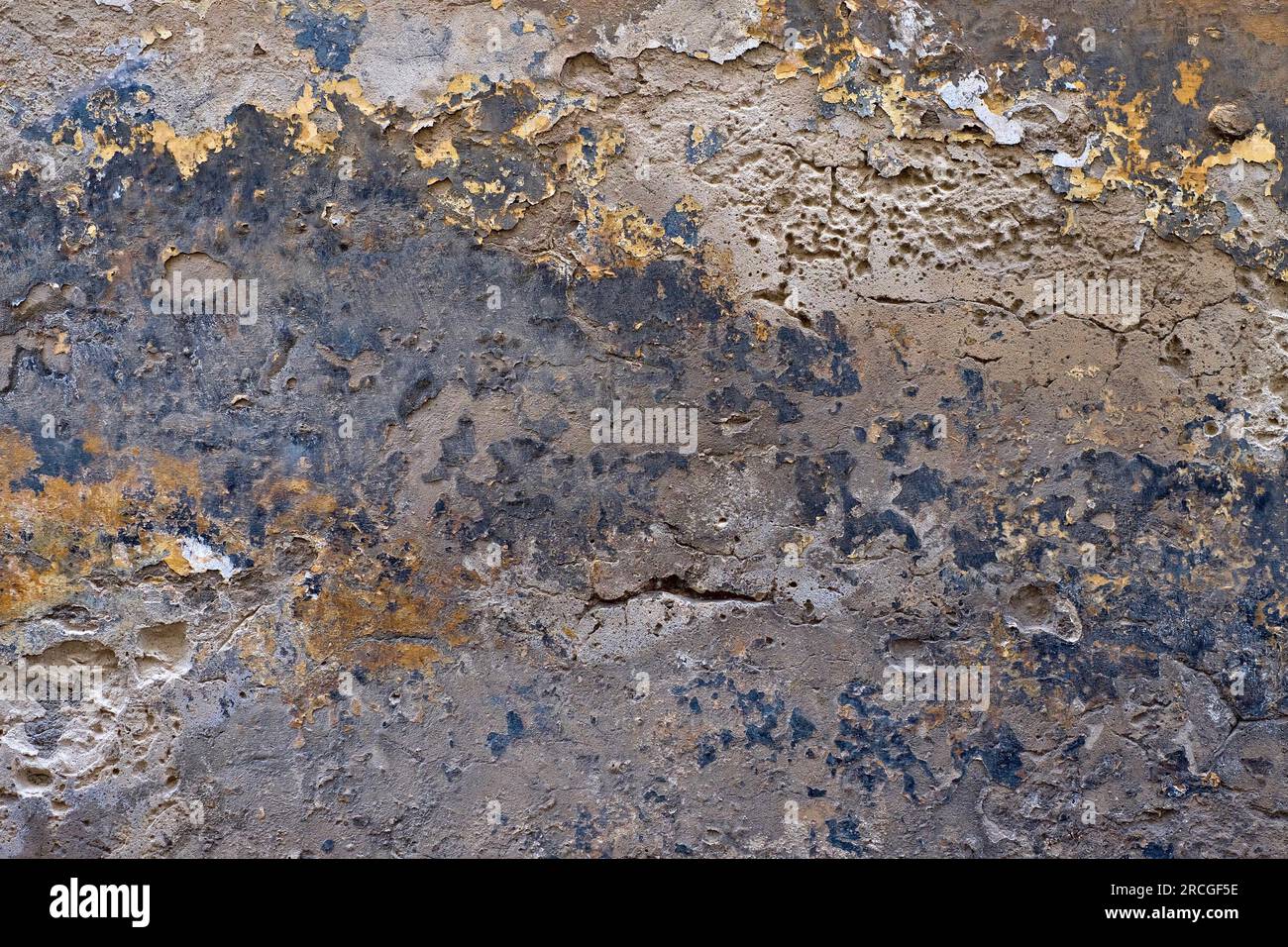 Beautiful old decaying wall with weathered mosaic of old paint and ...