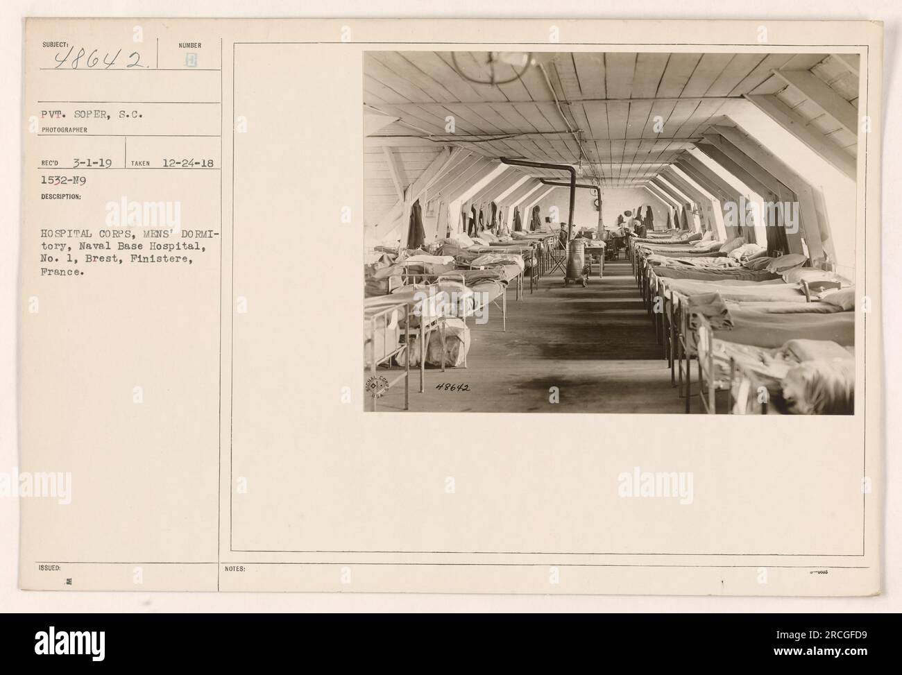 Interior view of the hospital corps' men's dormitory at Naval Base ...