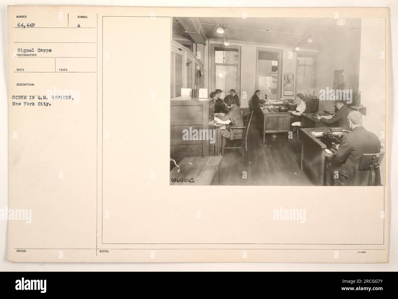 Soldiers working in the Quartermaster offices in New York City during ...