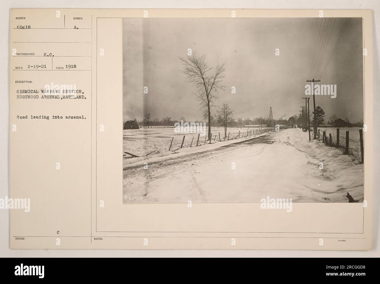 Road leading into Edgewood Arsenal, Maryland. This photograph, taken in ...