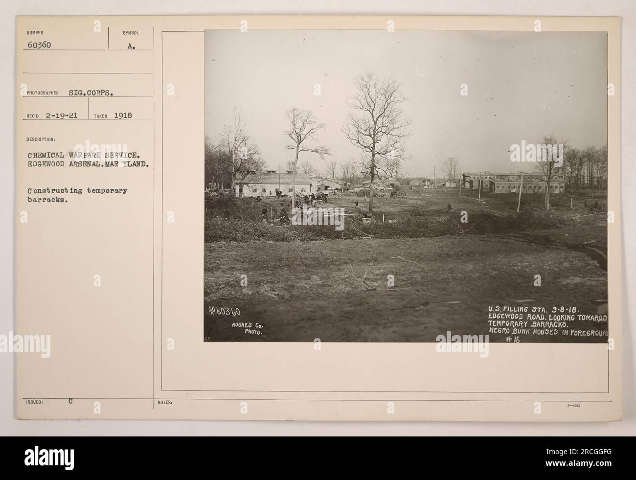 Construction of temporary barracks at Edgewood Arsenal in Maryland by ...