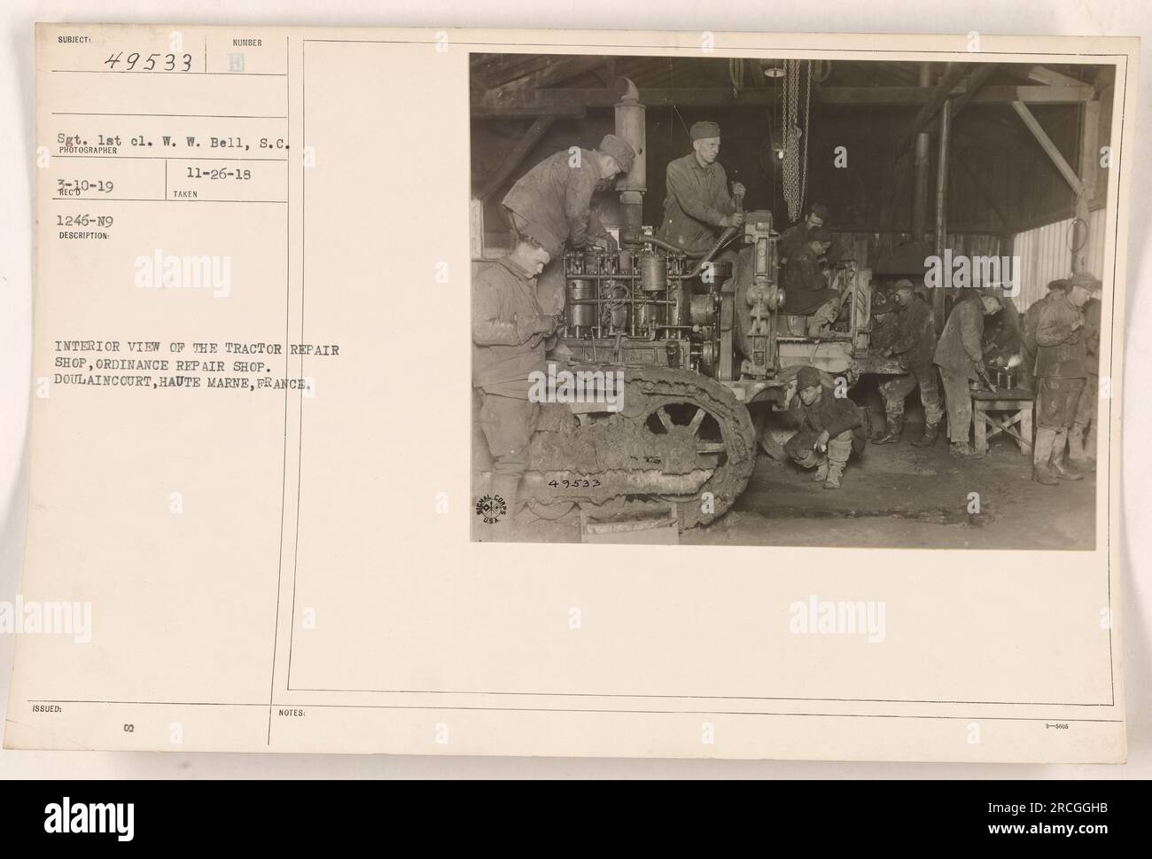 This photograph shows an interior view of the Tractor Repair Shop ...
