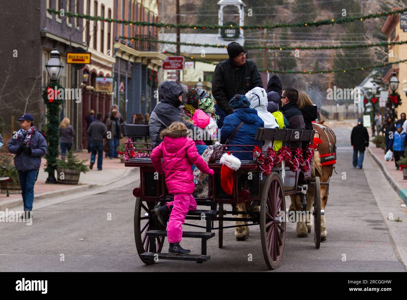 Horse-drawn wagon ride Stock Photo - Alamy