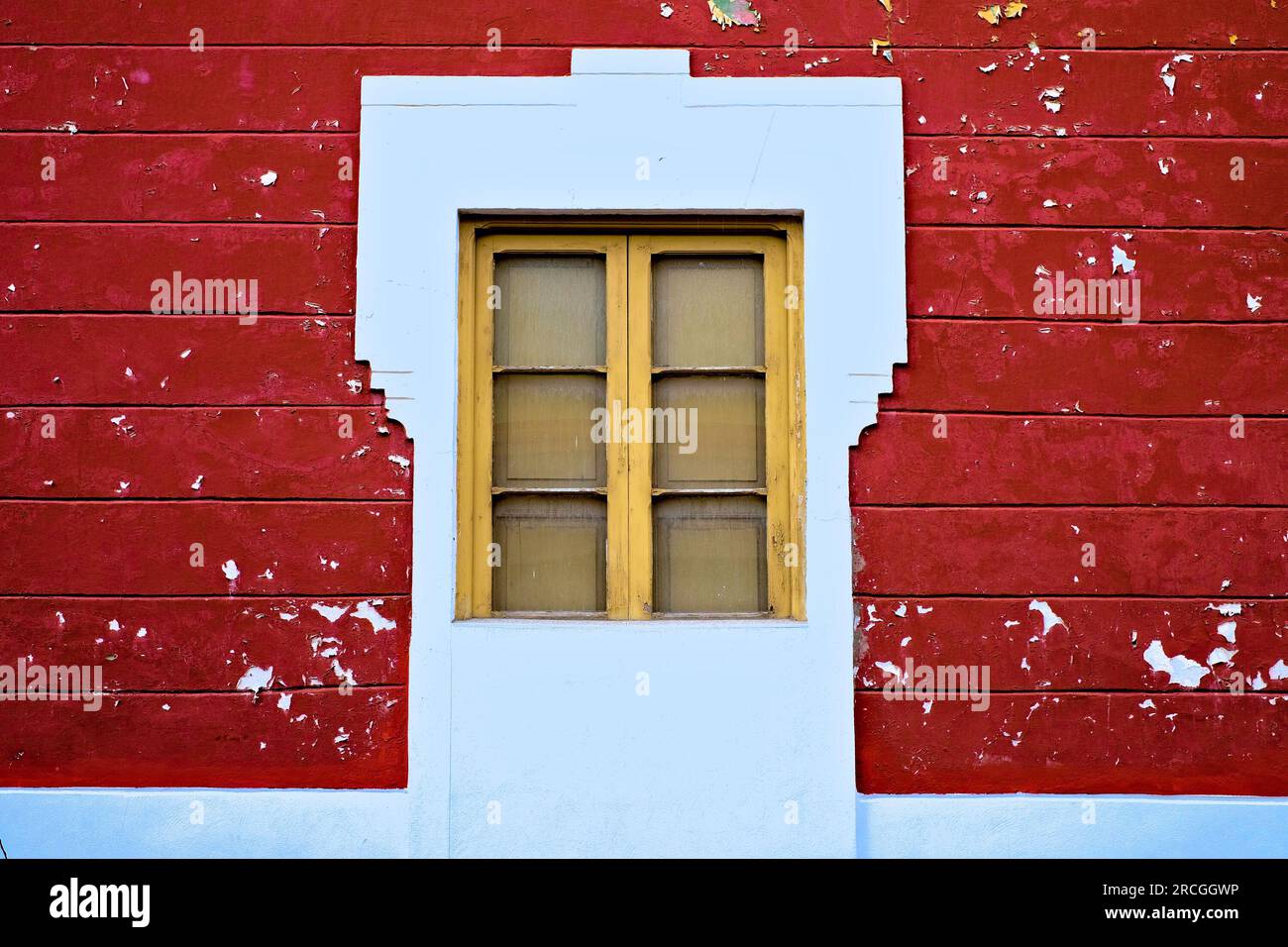 Wooden window in ared wall, typical architecture detail in Latin ...