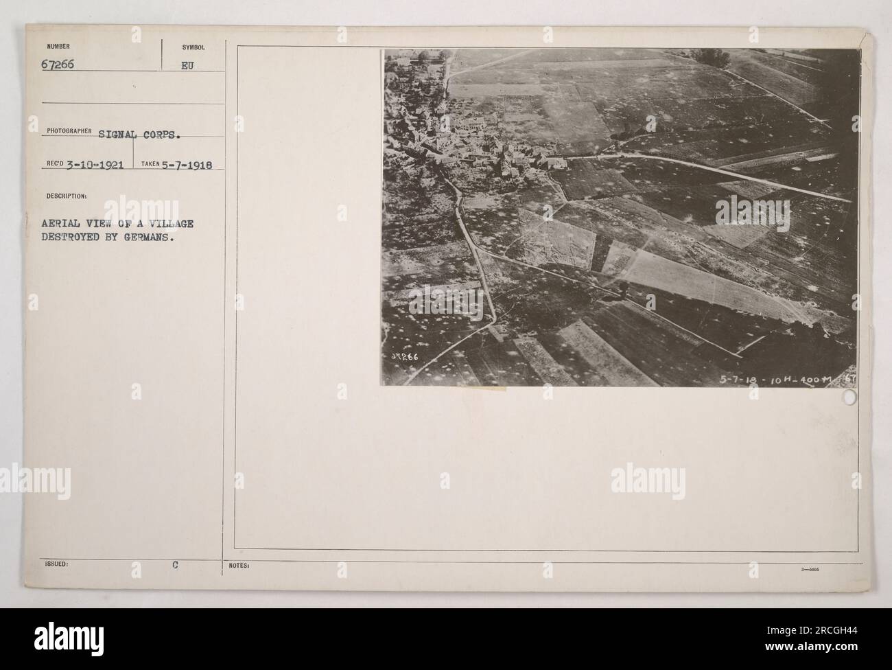 Aerial photo captured on May 7, 1918, shows a village entirely ...