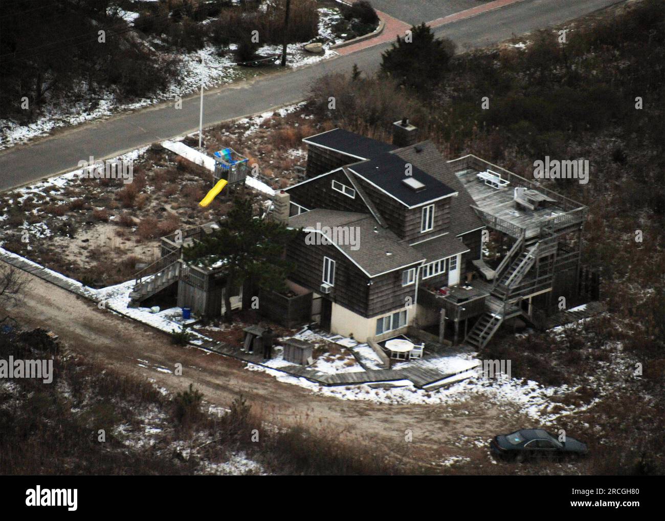 NEW YORK - FEBRUARY 09: Joe Brewer's house(FAR LEFT) in the Oak Beach ...