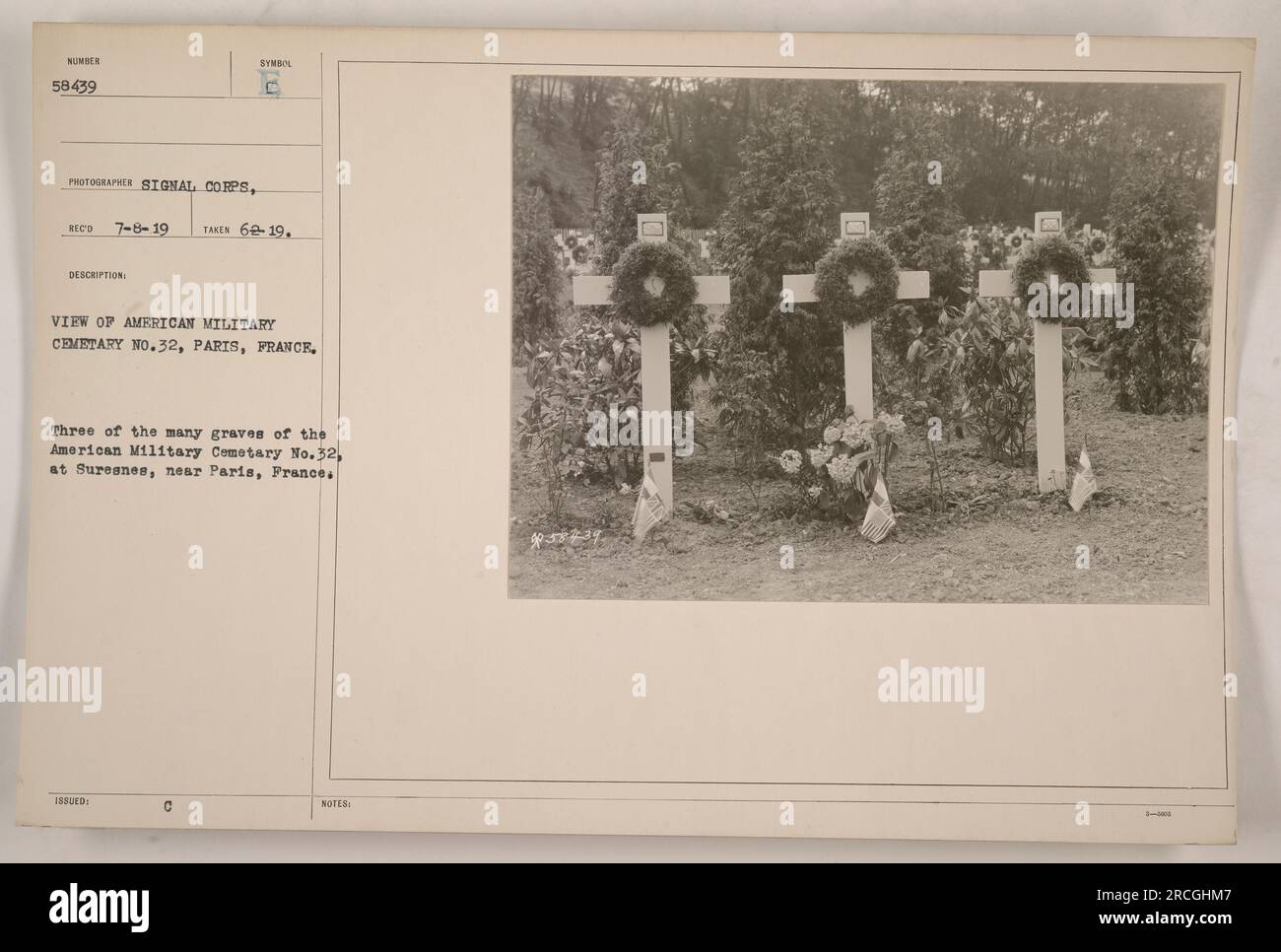 This image shows three graves in American Military Cemetery No. 32 in ...