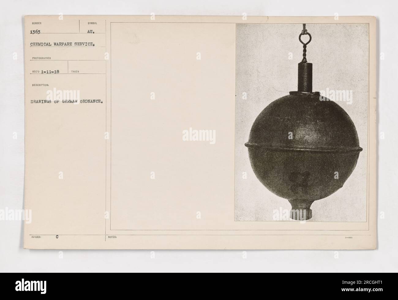 "111-SC-1363: Drawing of German ordnance created by the Chemical ...