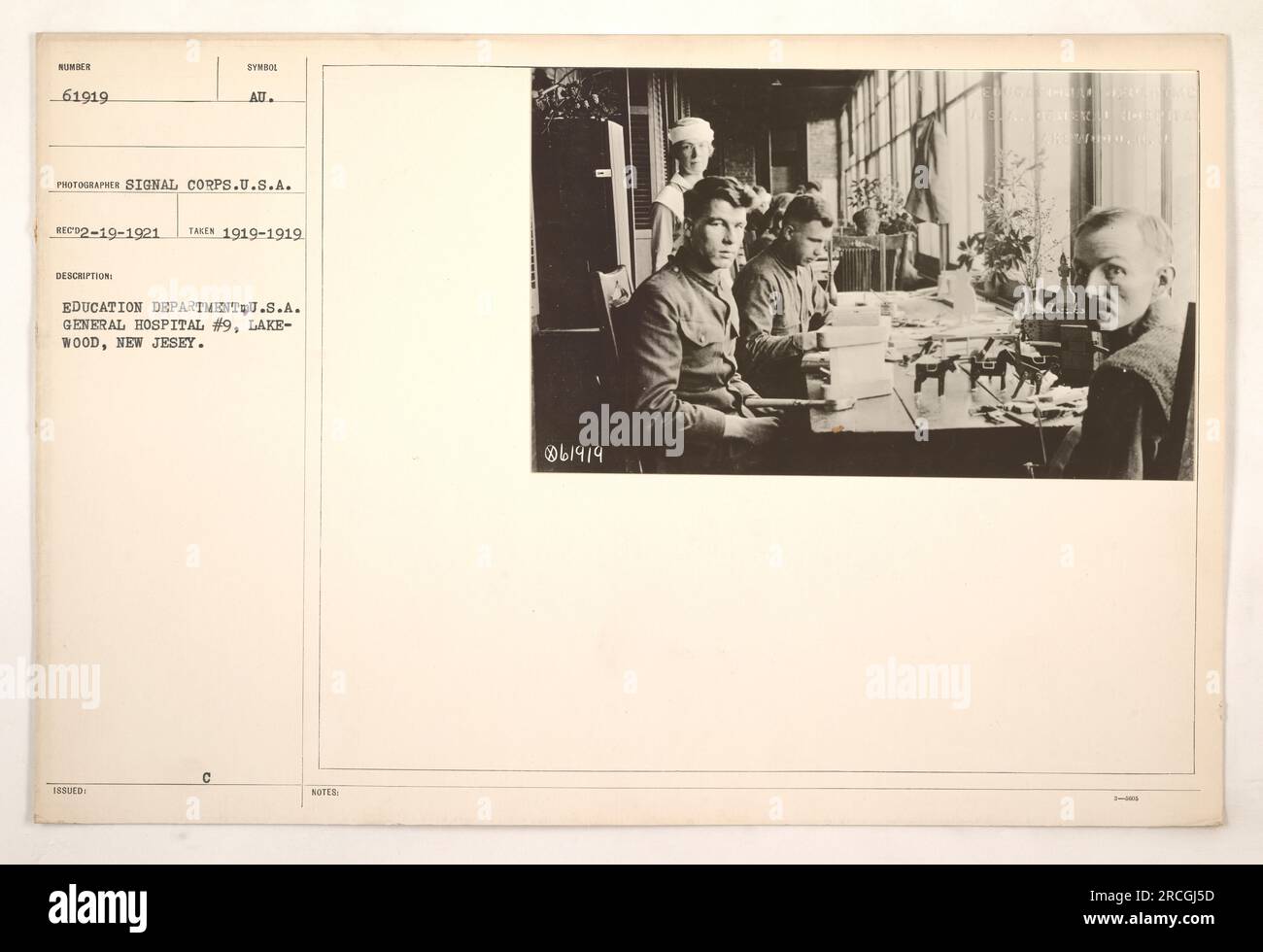 Image captured in 1919 at U.S.A. General Hospital #9 in Lakewood, New ...