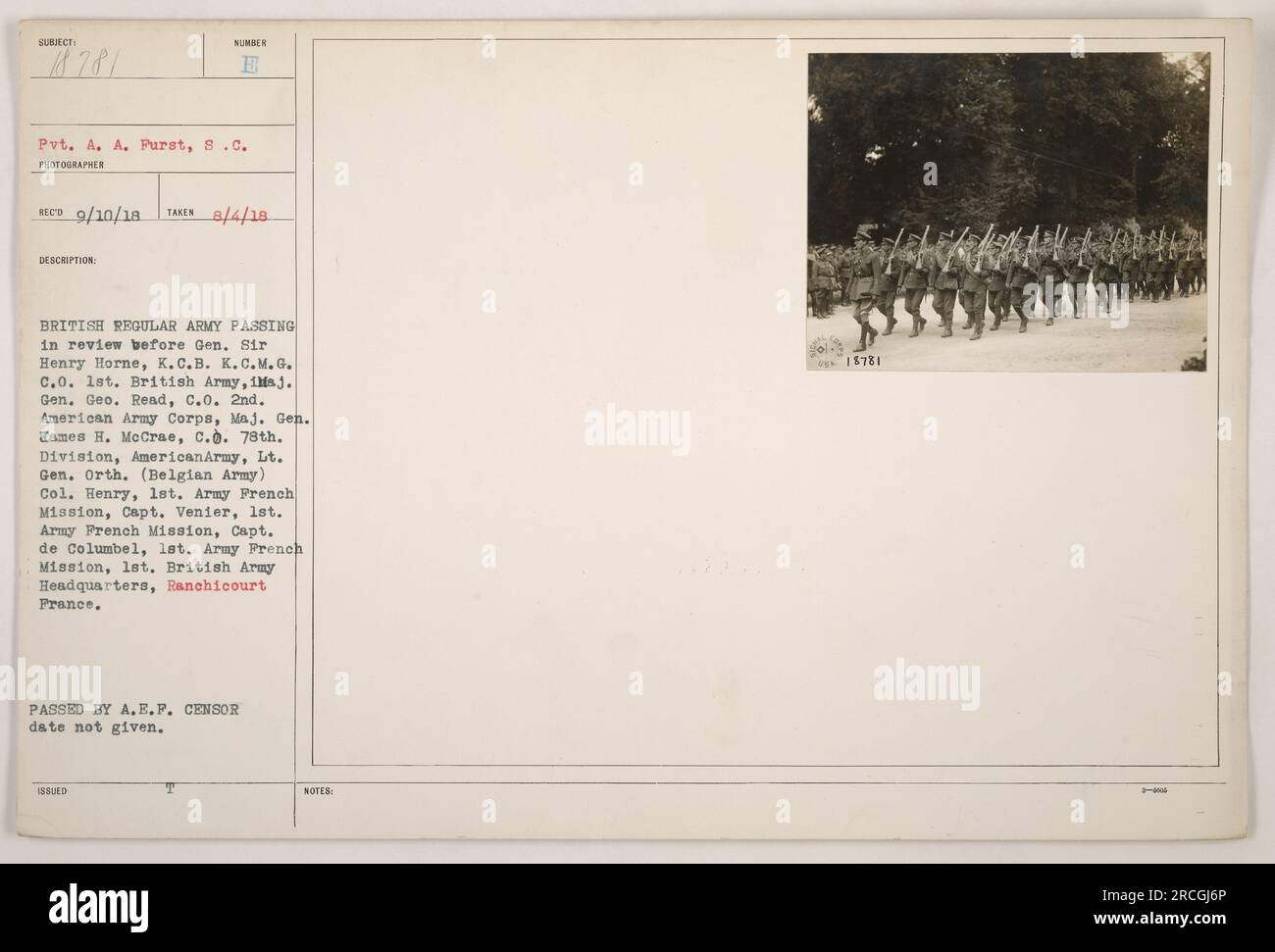 Pvt. A. A. Purst of the Signal Corps was the photographer for this ...