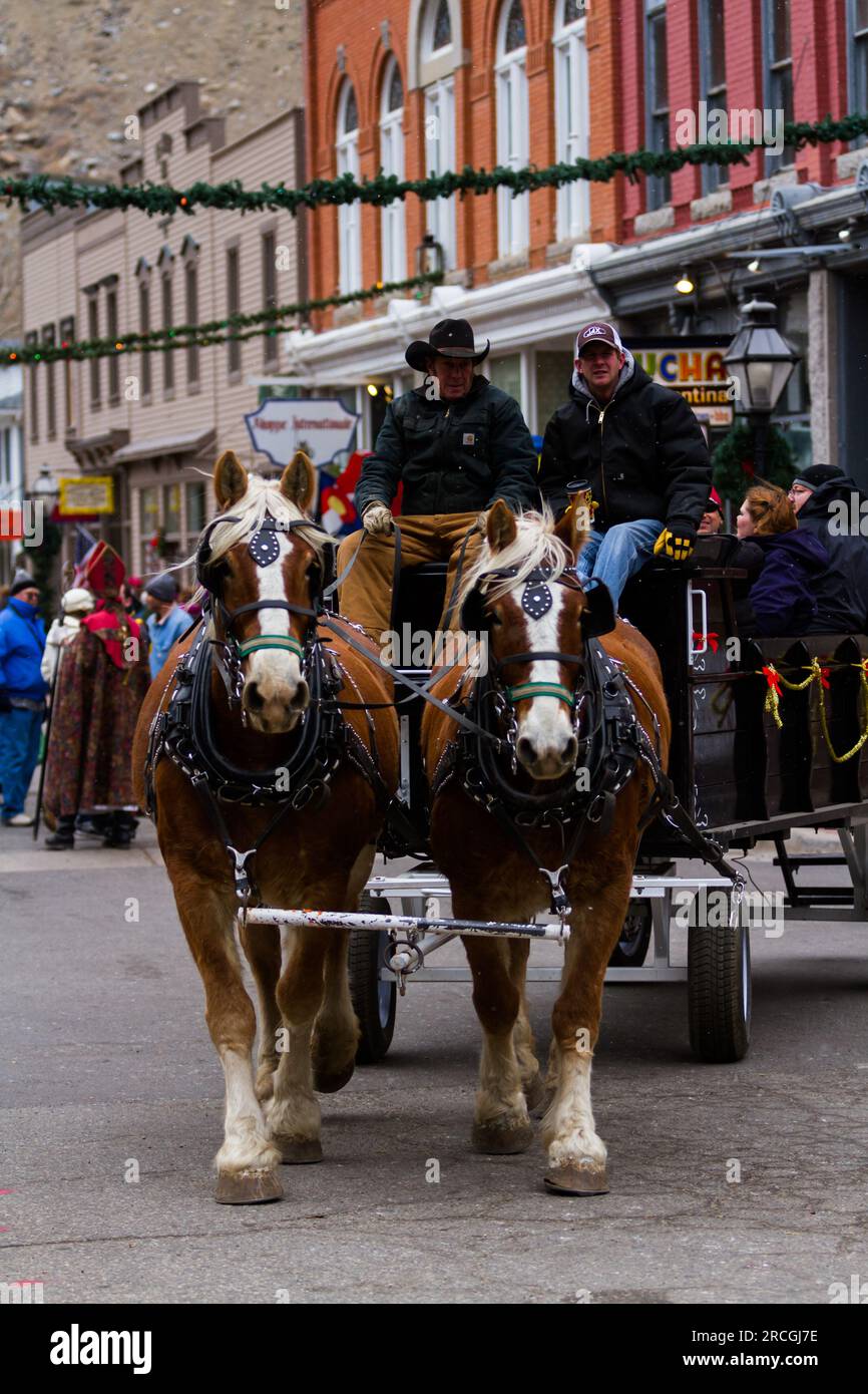 Horse-drawn wagon ride Stock Photo - Alamy
