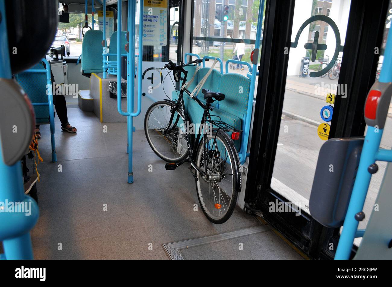 Copenhagen/Denmark/14 July 2023/People use public bus transport ...