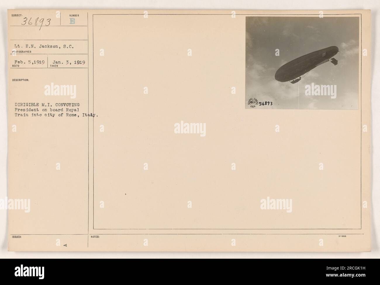 Lt. E.N. Jackson, 8.C., photographed on Feb. 5, 1919, captured the ...