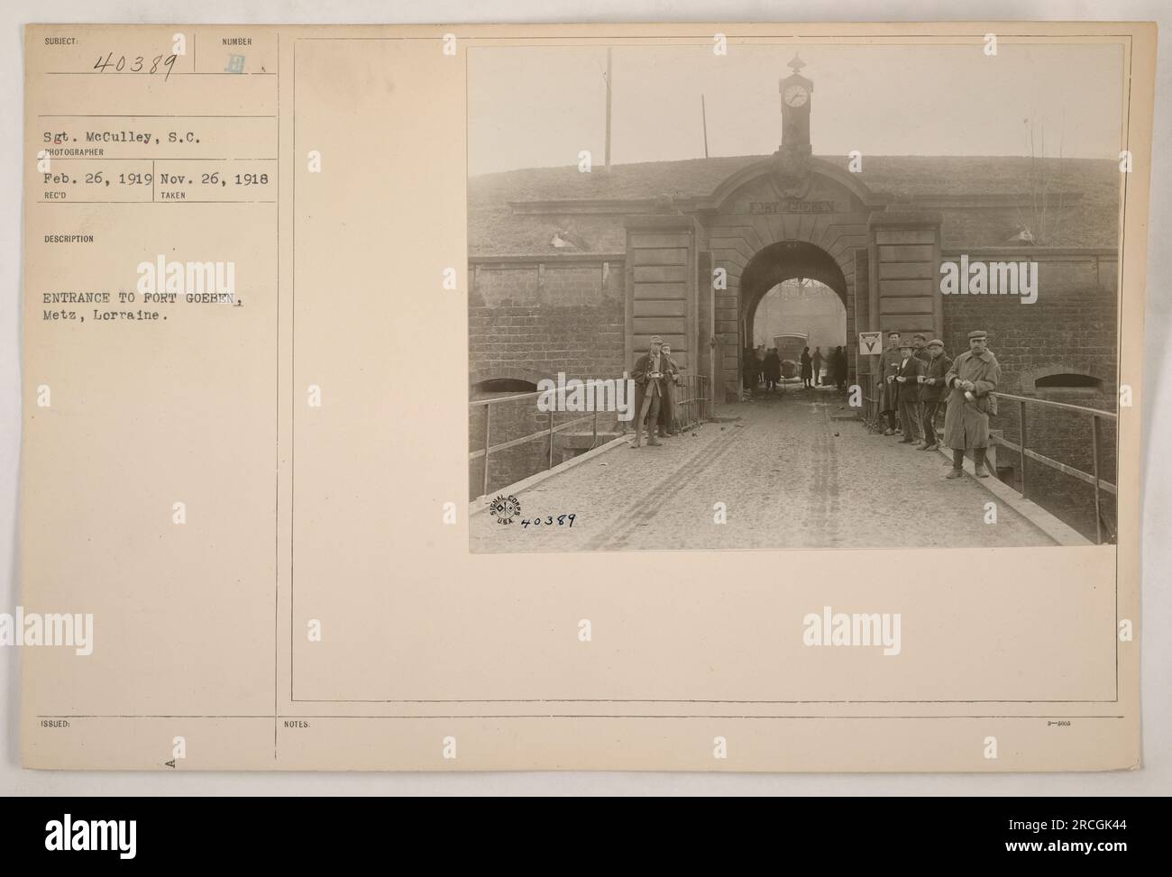 Soldier enters through the main entrance of Fort Goeben in Mets ...
