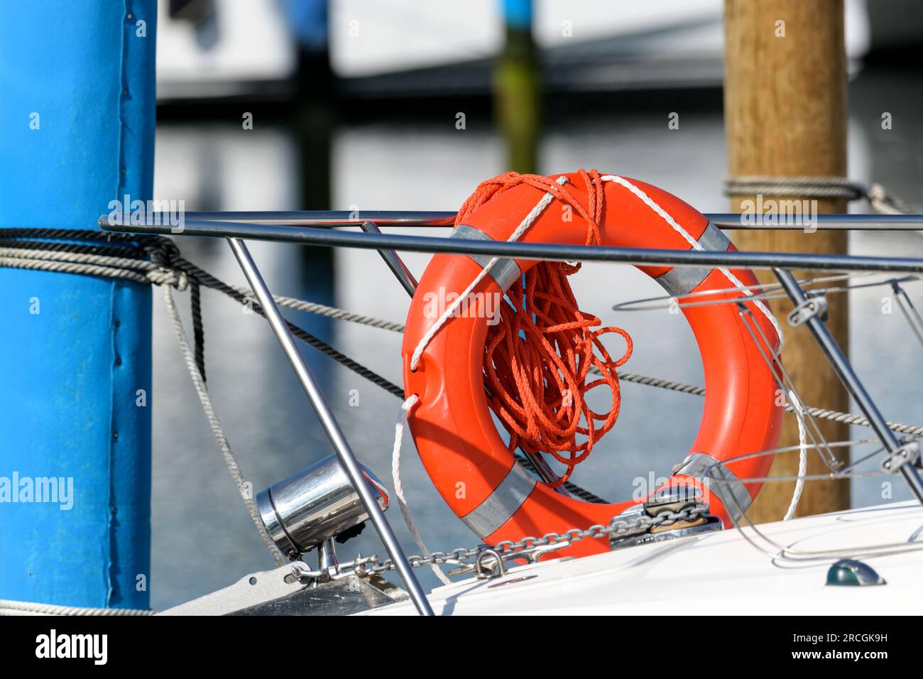 Wise sport boat railing for water sports with orange life ring for ...