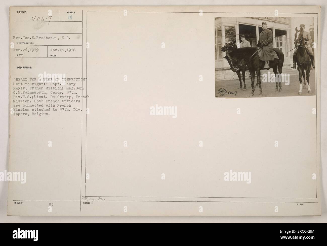 "Cpt. Henry Royer, Maj. Gen. C.S. Farnsworth, and Lt. De Gretry, of the ...