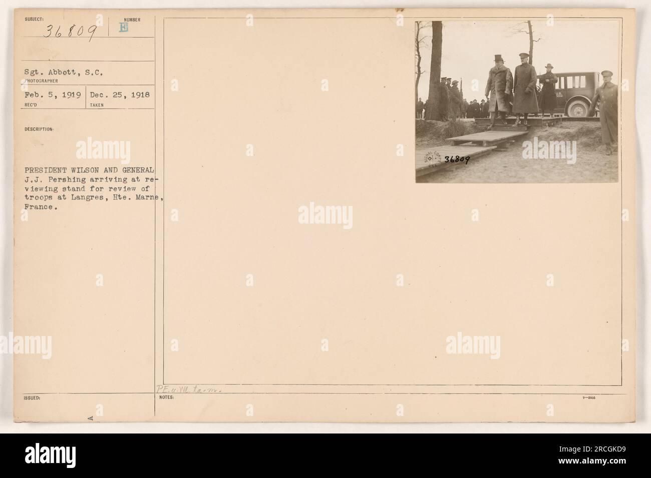 President Wilson and General J.J. Pershing arriving at a reviewing ...