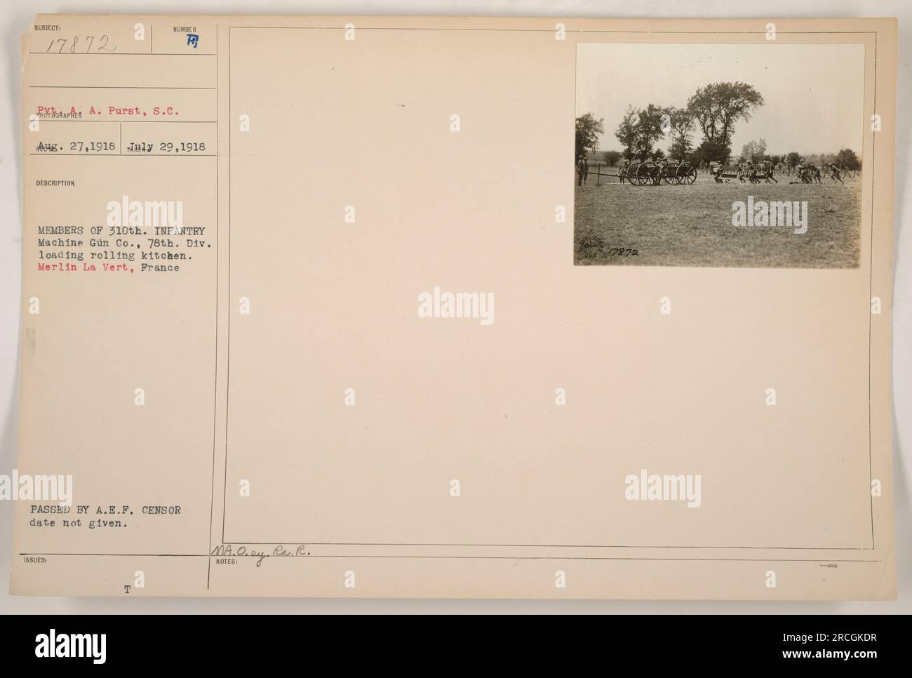 Members of the 310th Infantry Machine Gun Company, part of the 78th ...