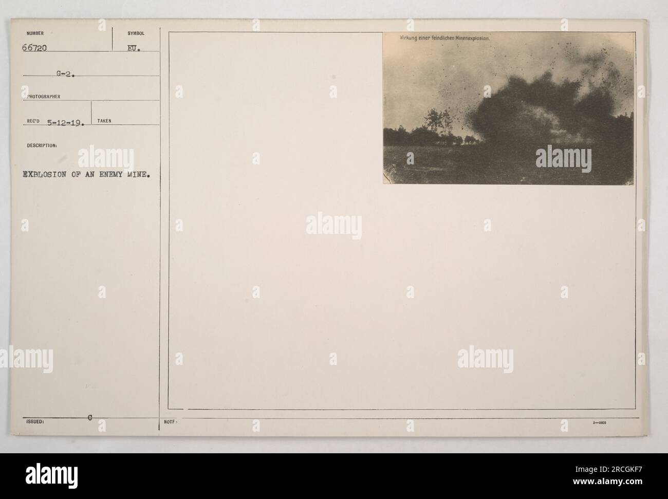 An enemy mine explodes during World War One, as captured in this ...