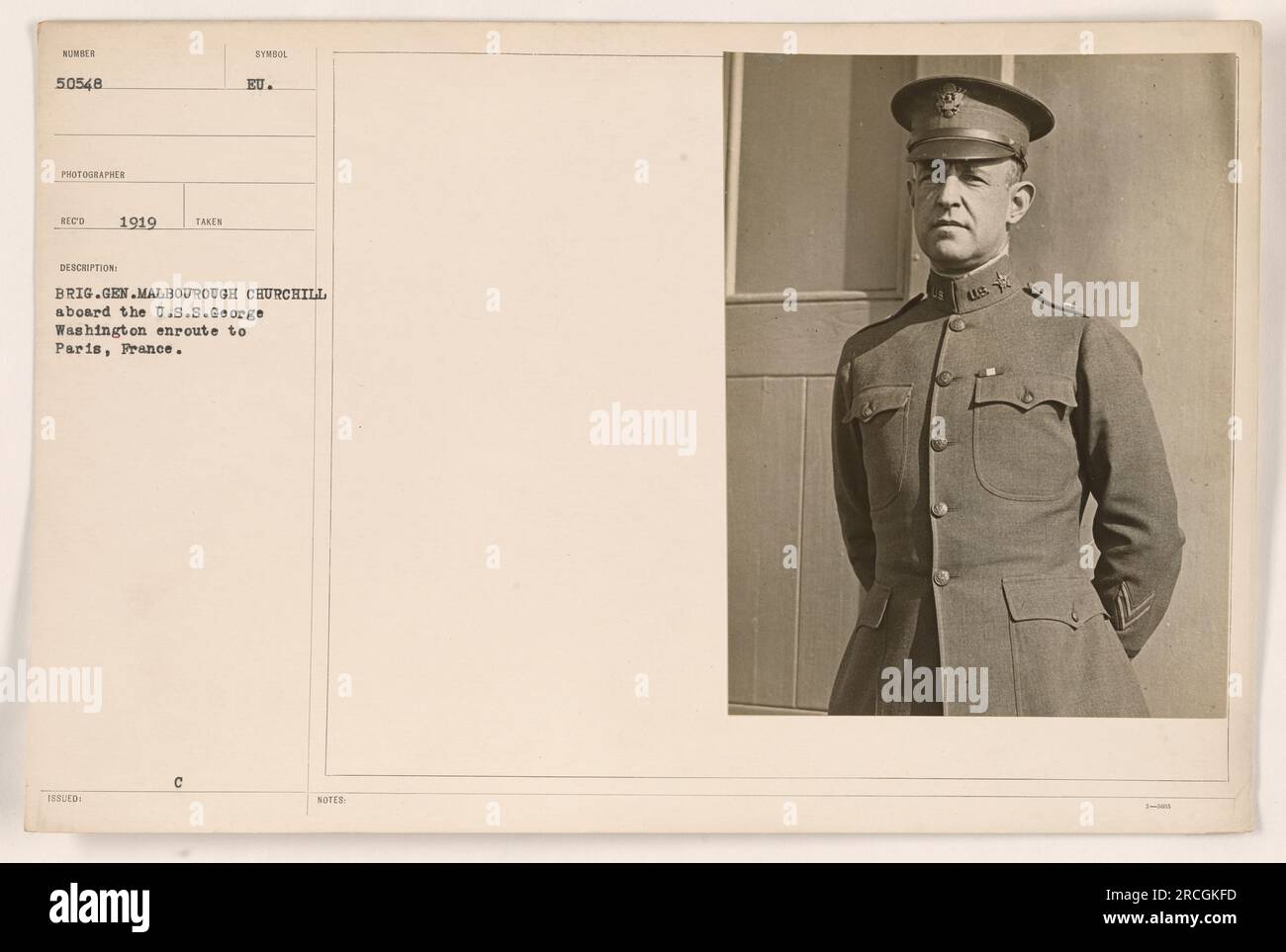 Brig. Gen. Marlborough Churchill on board the U.S.S. George Washington ...