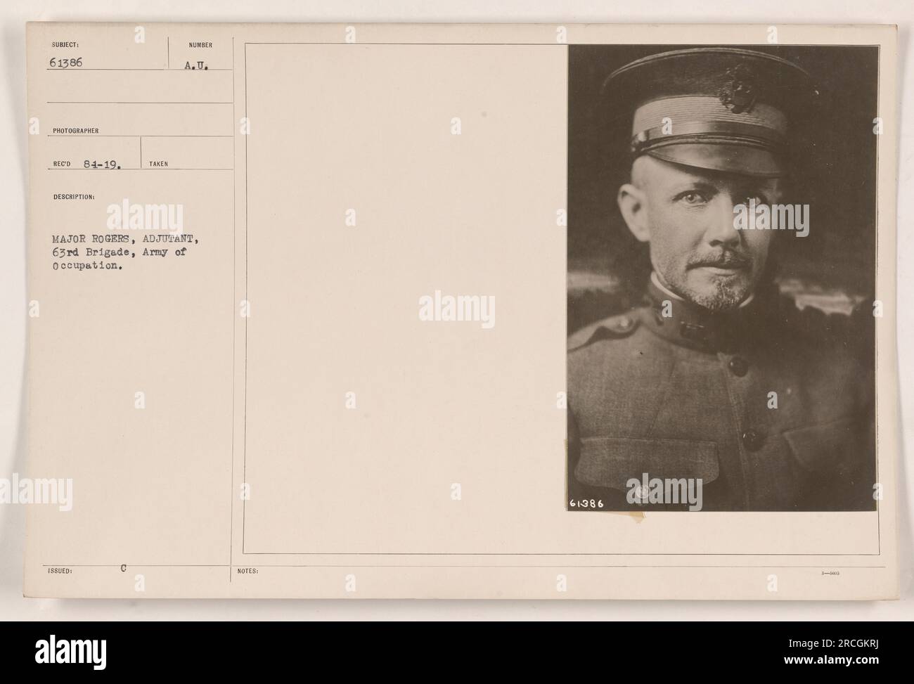 Major Rogers, adjutant of the 63rd Brigade of the Army of Occupation ...