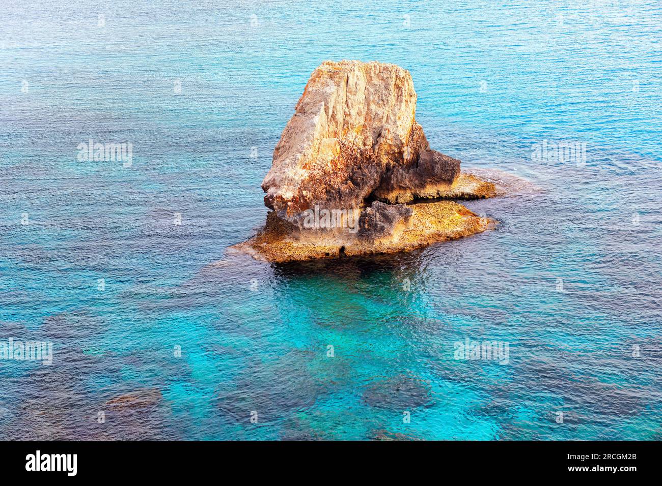 Aerial view of the rock in the sea. Tropical seascape background Stock ...