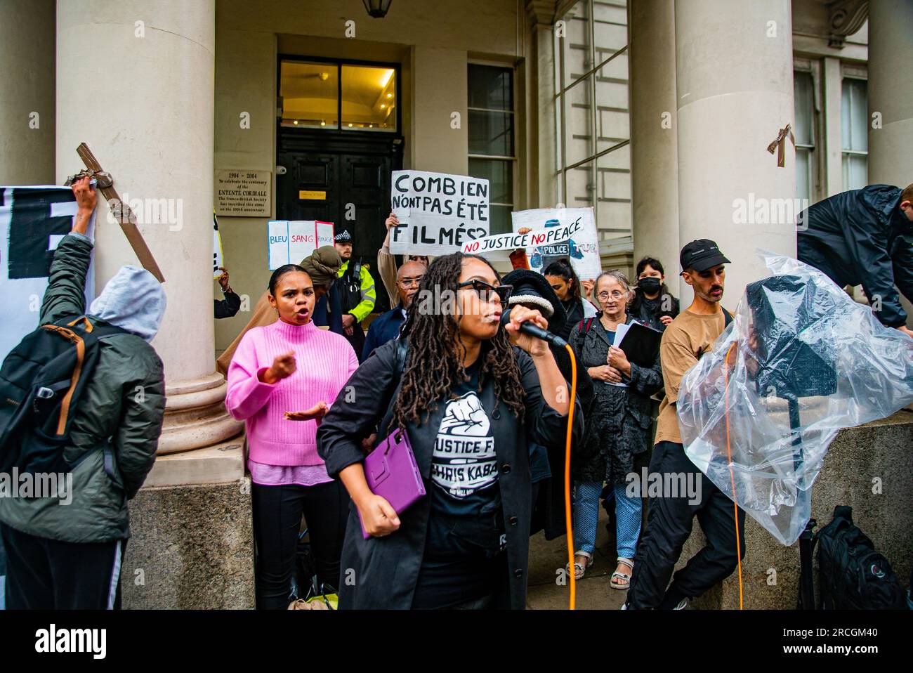 London, United Kingdom - July 14th 2023 Activist speaking at a Vigil ...