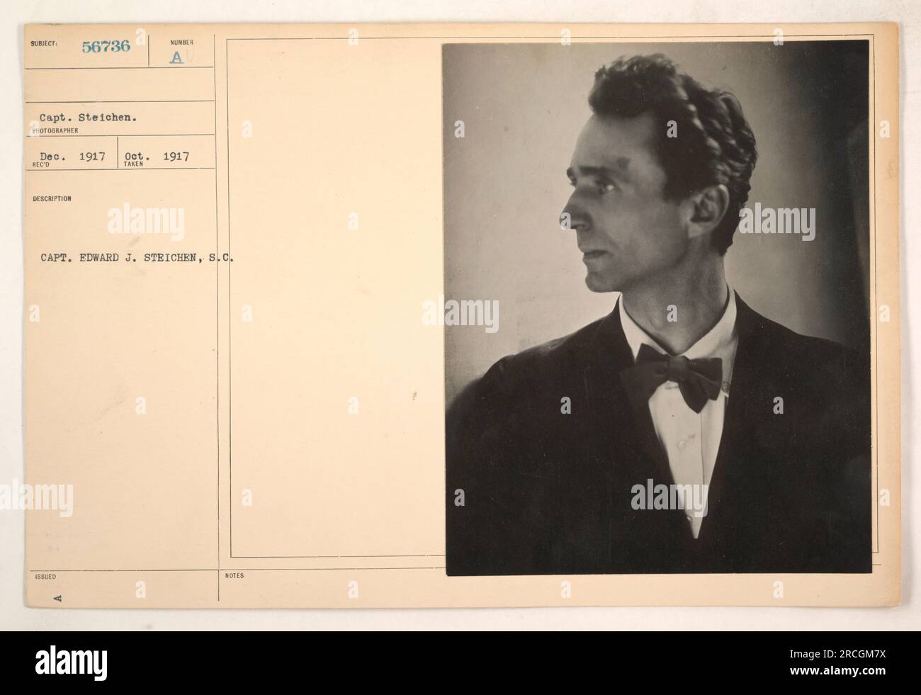 Caption: Capt. Edward J. Steichen, S.C., a military officer during ...