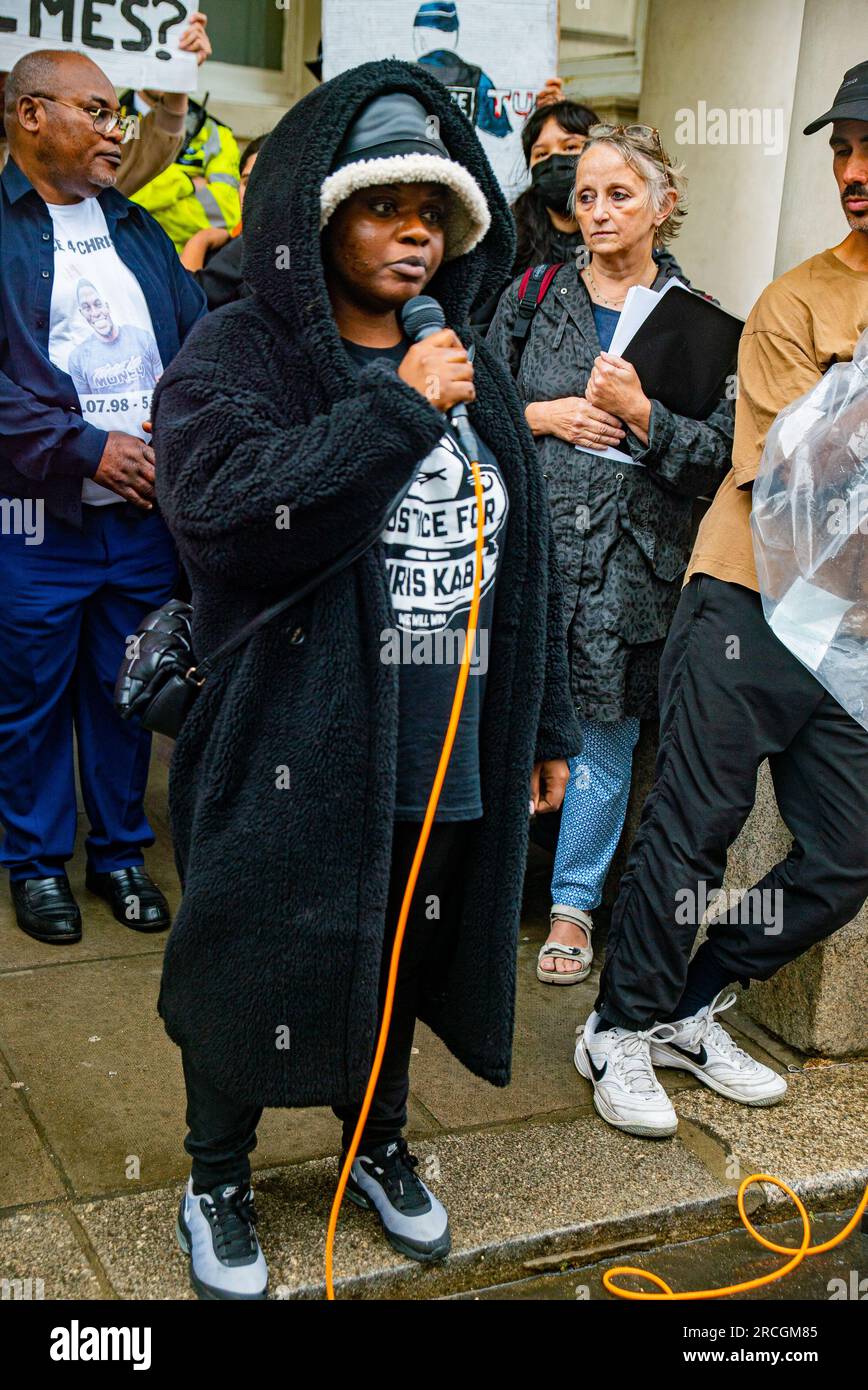 London, United Kingdom - July 14th 2023 Activist speaking at a Vigil ...
