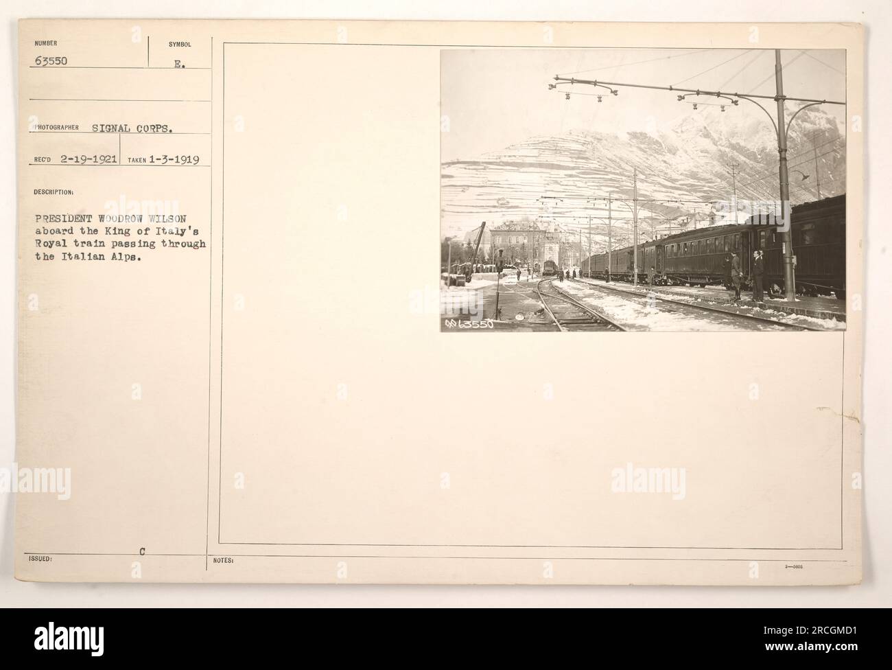 President Woodrow Wilson aboard the King of Italy's royal train passing ...