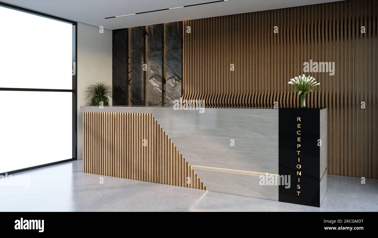 Interior design contemporary and luxurious modern reception desk, 3D ...