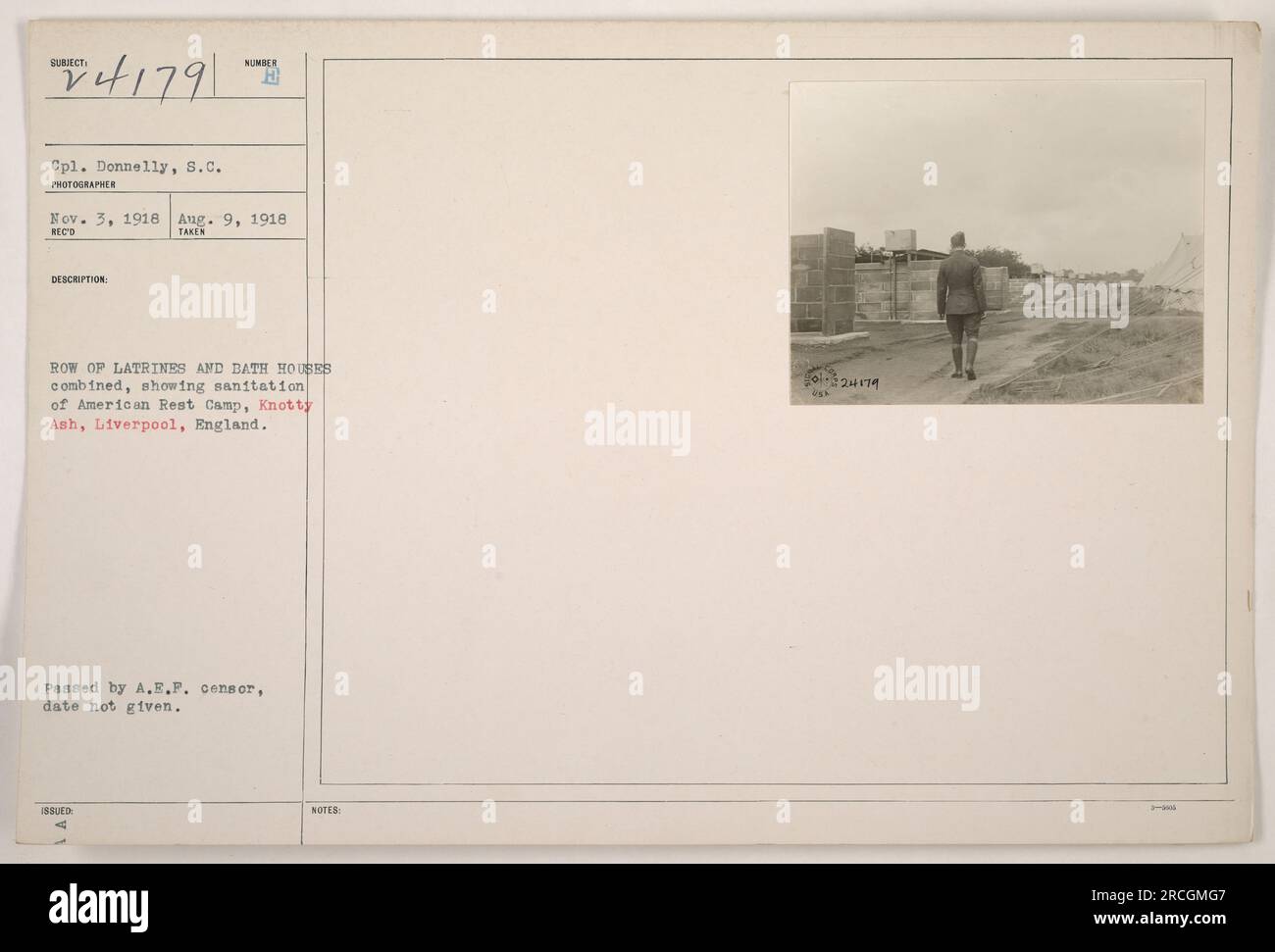 "Cpl. Donnelly's photo from Nov. 3, 1918, shows a row of latrines and ...