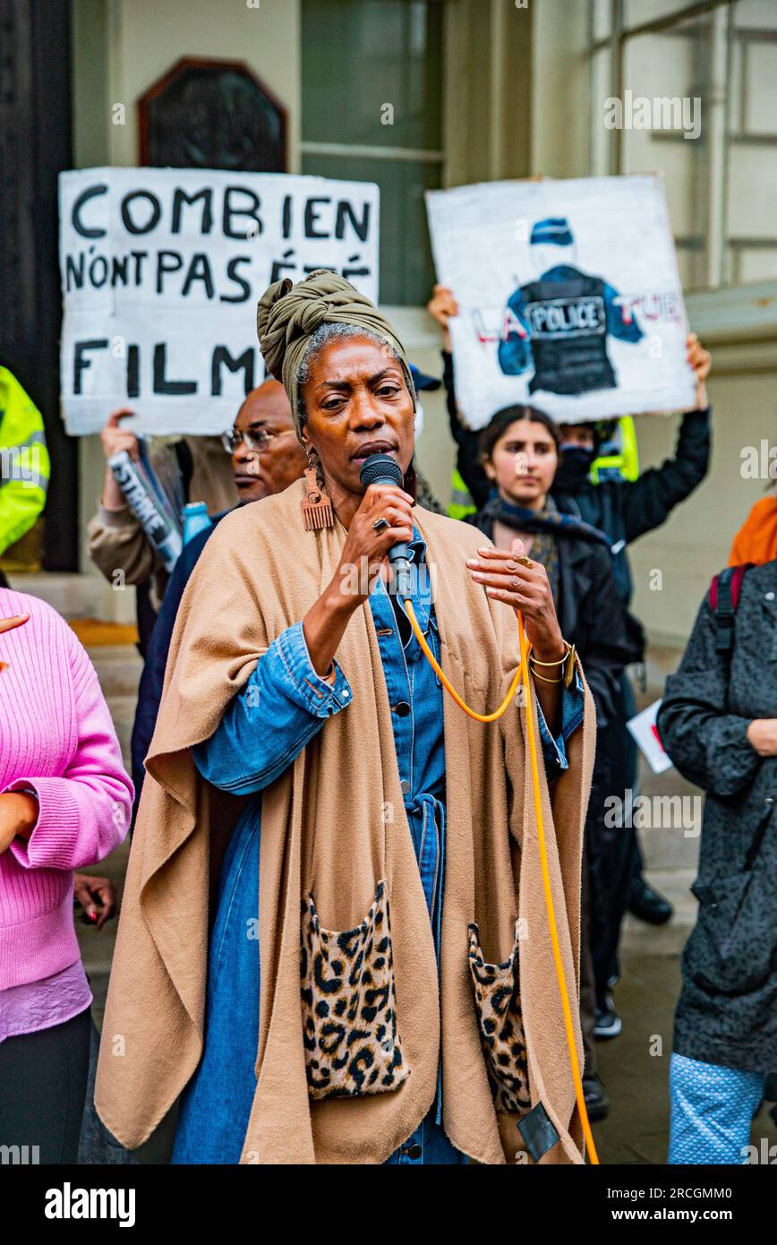 London, United Kingdom - July 14th 2023 Activist speaking at a Vigil ...