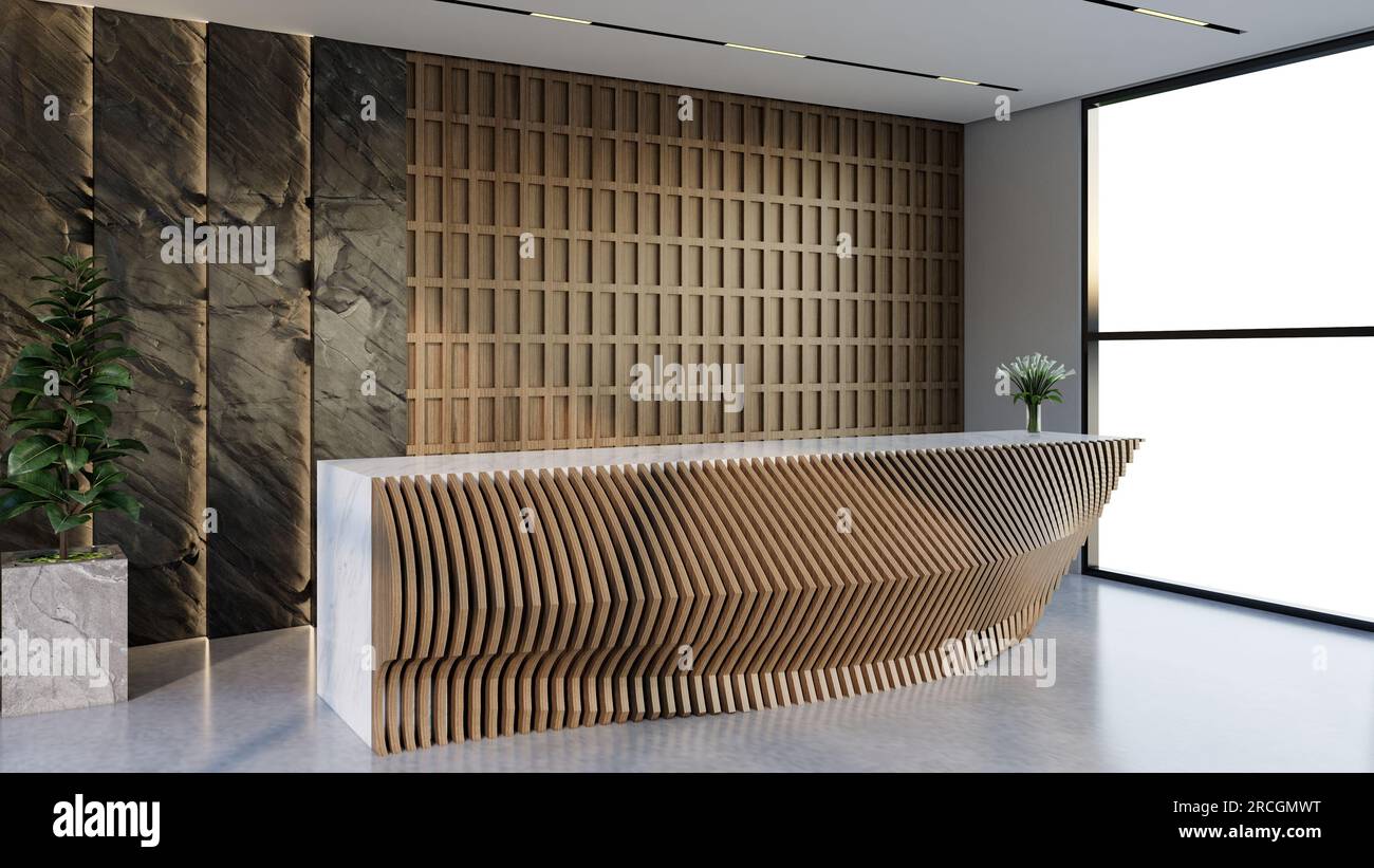 Interior design contemporary and luxurious modern reception desk, 3D ...