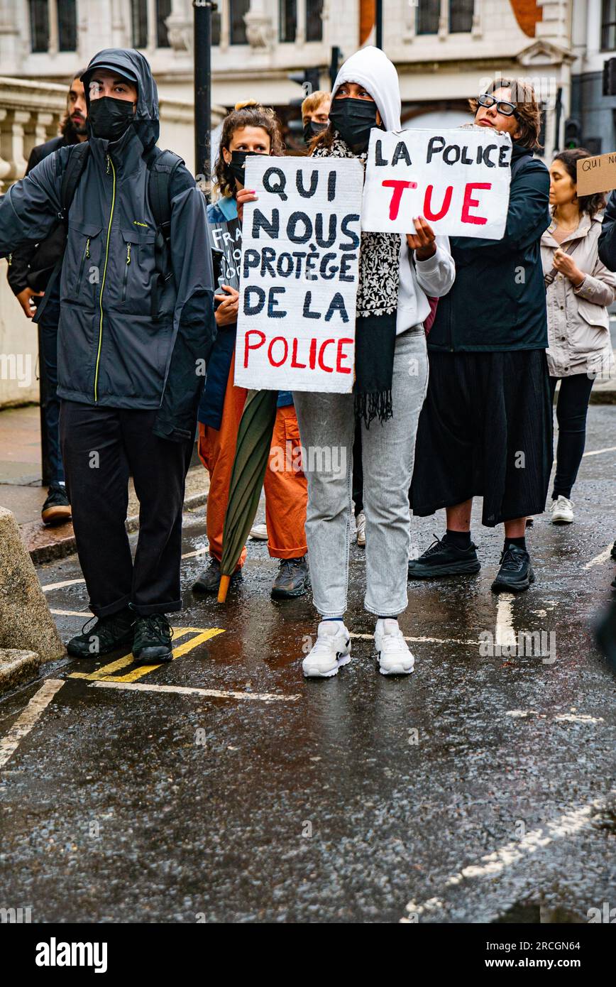 London, United Kingdom - July 14th 2023: Speakers at a Vigil for Nahel ...