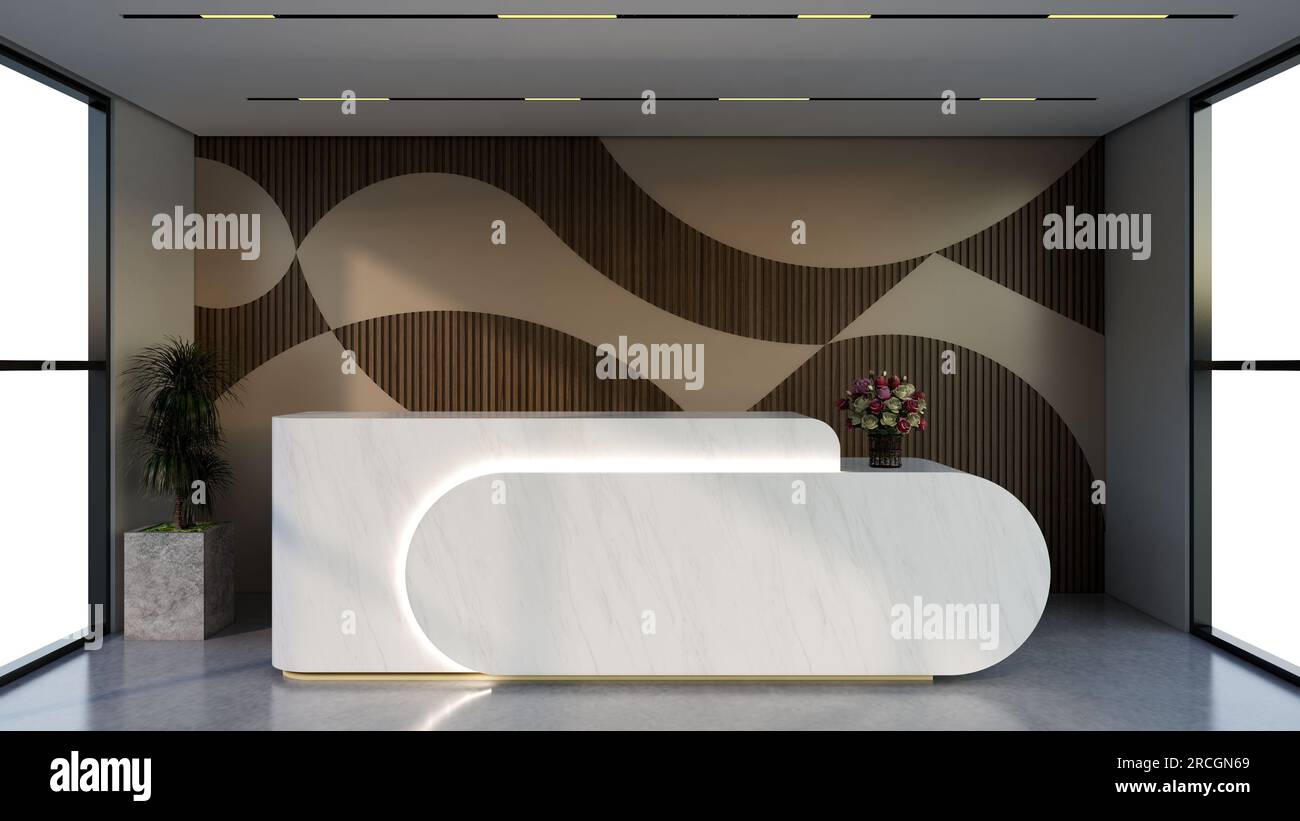 Interior design contemporary and luxurious modern reception desk, 3D ...