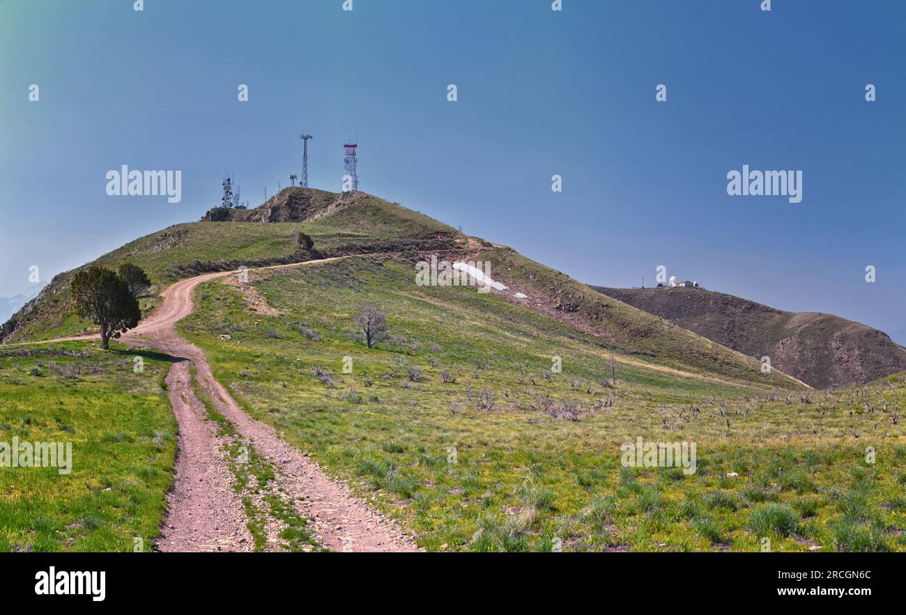 Radio Tower Observatory on West Lake Mountain Peak spring mountain ...