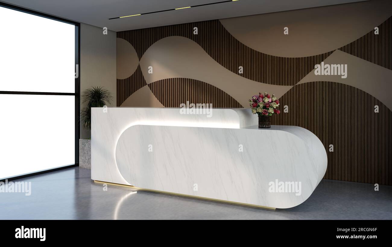 Interior design contemporary and luxurious modern reception desk, 3D ...