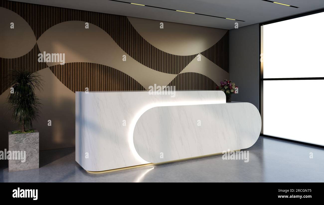 Interior design contemporary and luxurious modern reception desk, 3D ...