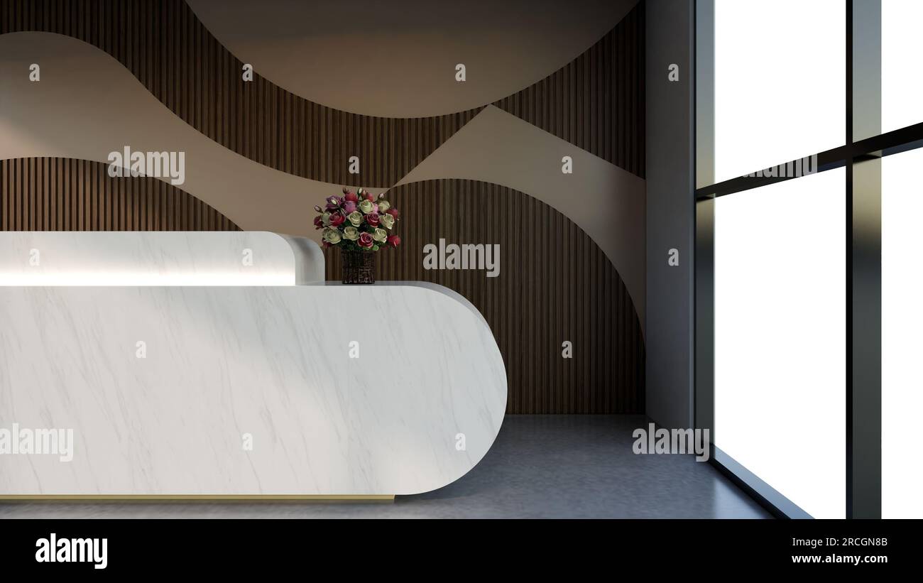 Interior design contemporary and luxurious modern reception desk, 3D ...