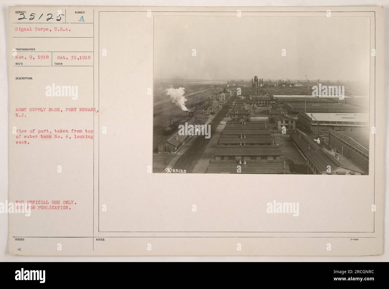 Aerial view of the Army supply base at Port Newark, New Jersey during ...